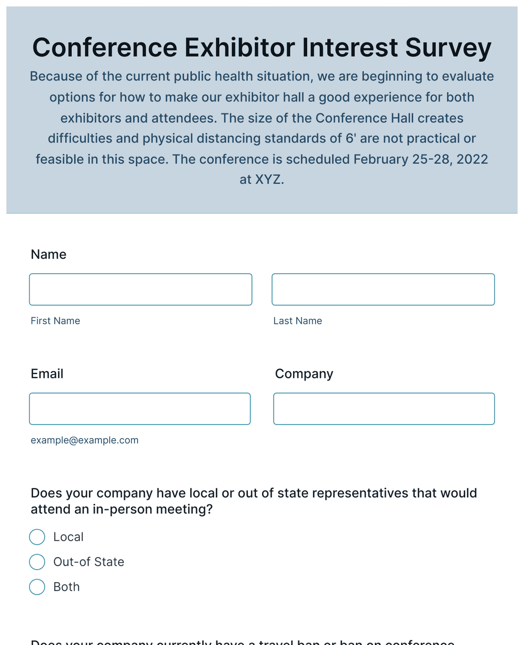 Conference Exhibitor Interest Survey Form Template | Jotform