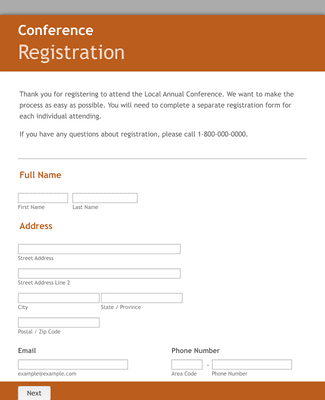 Conference Registration Form - White Gray Theme Form Template | JotForm