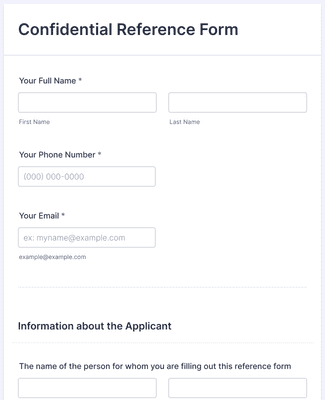 Confidential Reference Form Template | Jotform