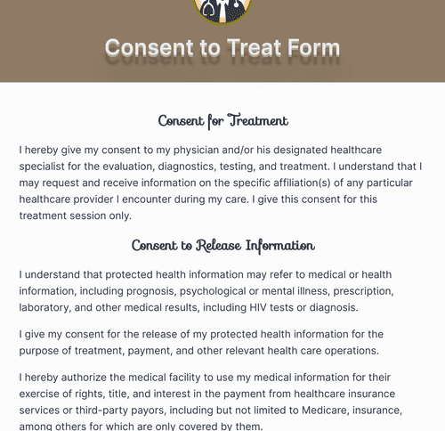 Consent to Treat Form Template | Jotform