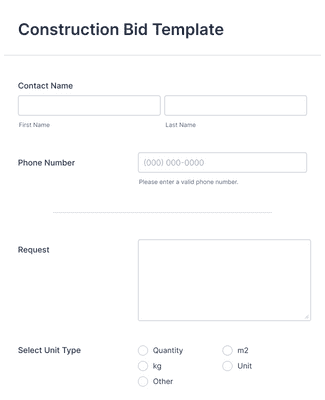 Construction Bid Template Form Template | Jotform