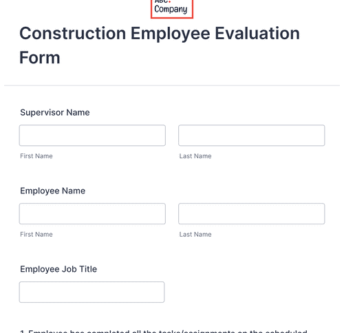 Construction Employee Evaluation Form Template | Jotform