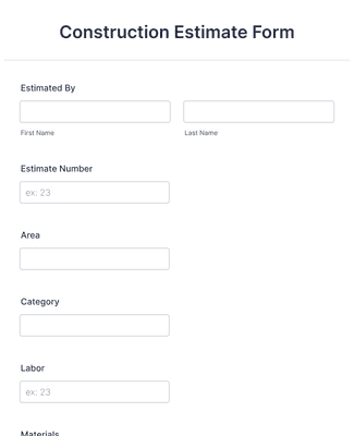 Construction Estimate Form Template | Jotform