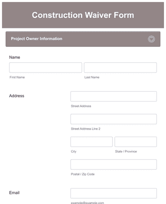 Construction Waiver Form Template | Jotform