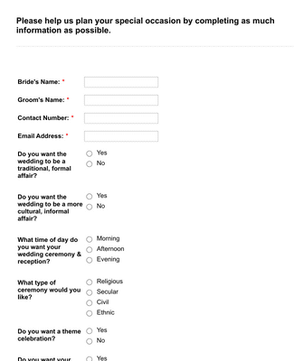 Contact Form - Weddings, Events, Socials Form Template | Jotform