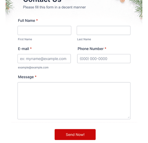 Christmas Theme Contact Form Template | Jotform