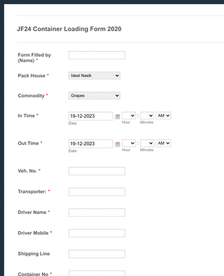 Container Loading Track Form Template | Jotform