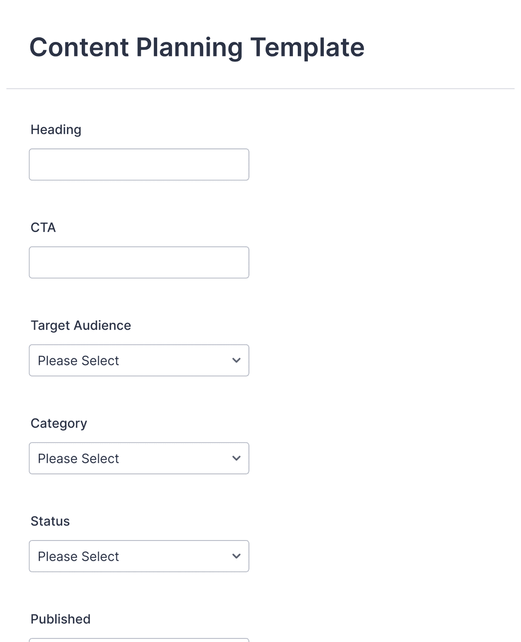 Content Generation Planning Form Template | Jotform