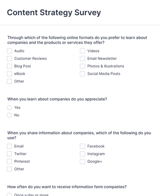 Content Strategy Survey Form Template | Jotform