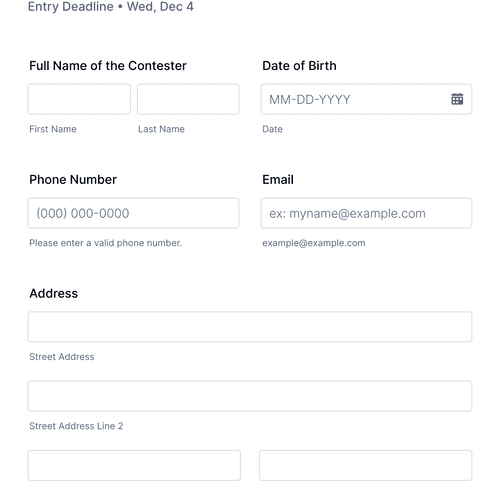 Contest Entry Form Template | Jotform