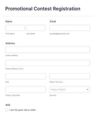 Promotional Contest Registration Form Template | Jotform