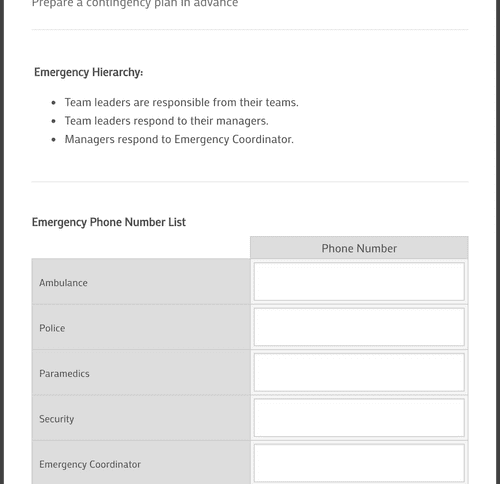 Contingency Plan Checklist Form Template | Jotform