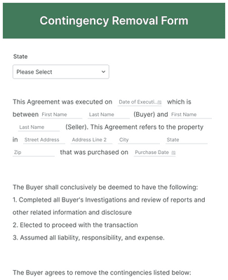 Contingency Removal Form Template | Jotform