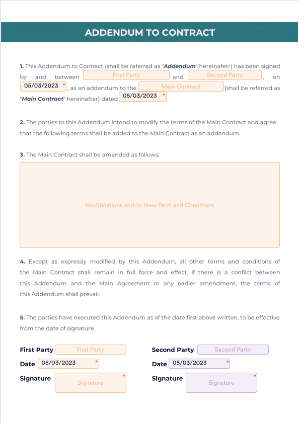 Contract Addendum Template Sign Templates Jotform