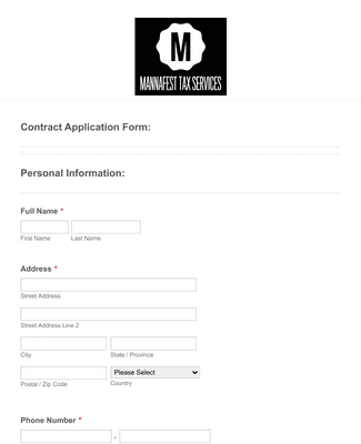 Contract Application Form Template | Jotform