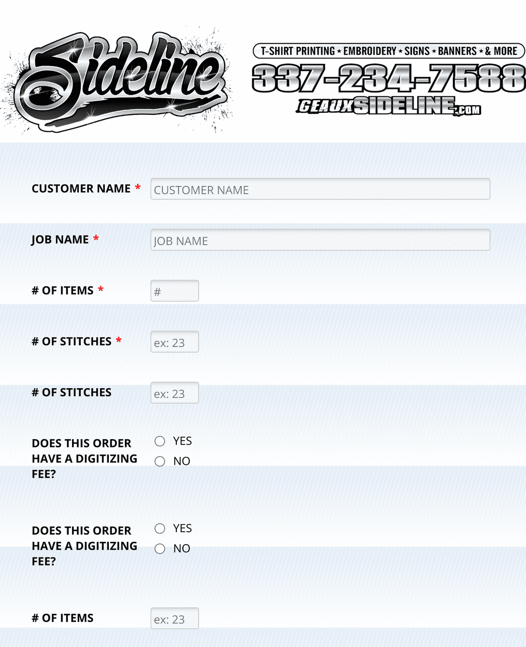 CONTRACT EMBROIDERY (DIGITAL FORM) Form Template | Jotform