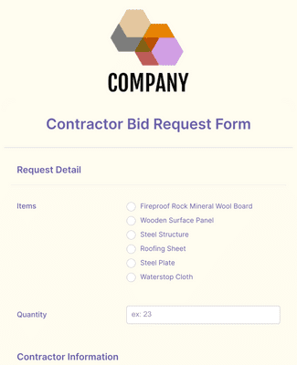 Contractor Bid Request Form Template | Jotform