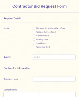 Contractor Bid Request Form Template | Jotform