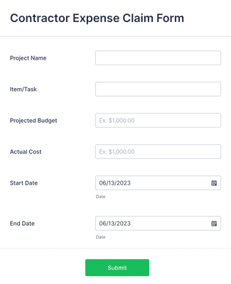 Contractor Expense Claim Form Template | Jotform