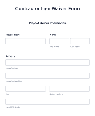 Contractor Lien Waiver Form Template | Jotform