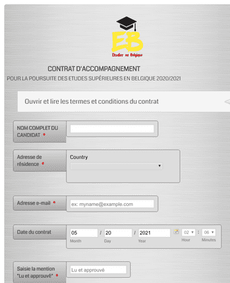 CONTRAT D'ACCOMPAGNEMENT Modèle du formulaire | Jotform