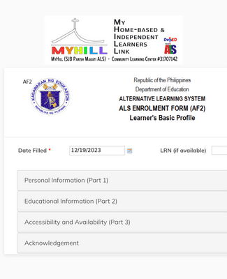 Copy of DepEd ALS Registration Form (AF2) Form Template | Jotform