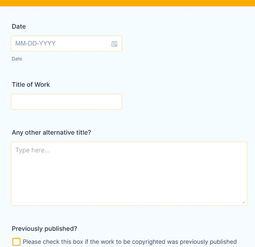 Copyright Registration Form Template | Jotform
