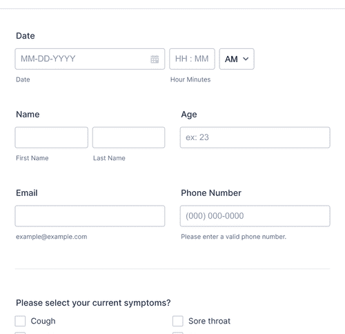 Coronavirus Daily Symptom Log Form Template | Jotform