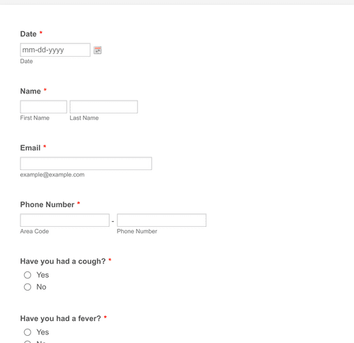 Coronavirus Questionnaire Form Template | Jotform