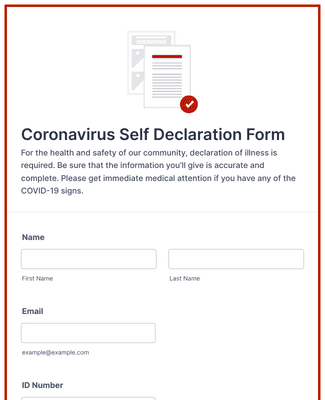 Coronavirus Self Declaration Form Template | Jotform