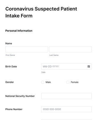 Coronavirus Suspected Patient Intake Form Template | Jotform