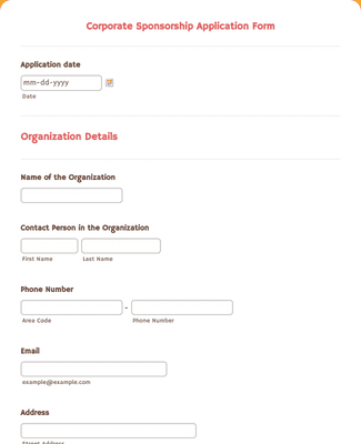 Corporate Sponsorship Application Form Template | Jotform