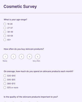 Cosmetic Survey Form Template | Jotform