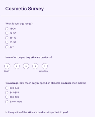 Cosmetic Survey Form Template | Jotform