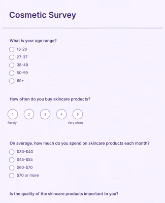 Cosmetic Survey Form Template | Jotform