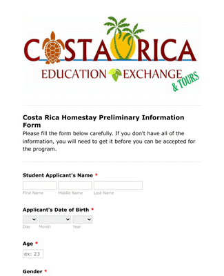 Student Exchange Application Form Template | Jotform