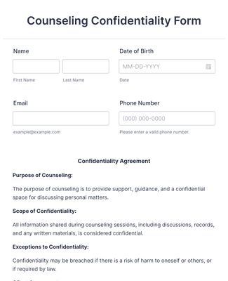 Counseling Confidentiality Form Template | Jotform