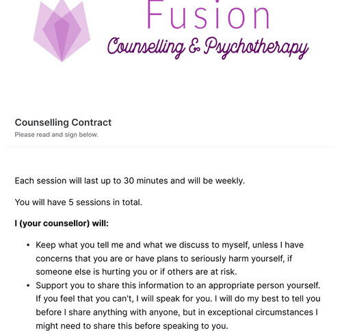 Counseling Contract Template Form Template | Jotform