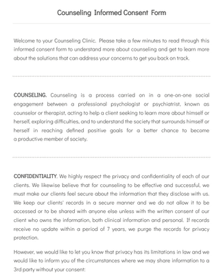 Counseling Informed Consent Form Template | Jotform