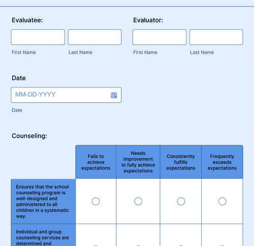 Counselor Evaluation Form Template | Jotform