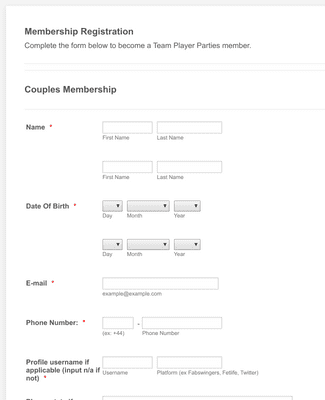 Couples Membership Registration1 Form Template | Jotform