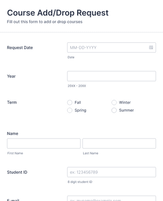 Course Add/Drop Request Form Template | Jotform