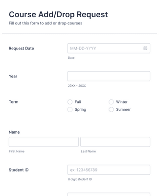 Course Add/Drop Request Form Template | Jotform