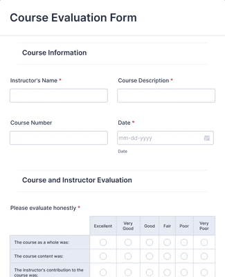 Course Evaluation Form Template | Jotform