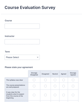 Course Evaluation Survey Form Template | Jotform