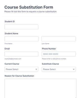 Course Substitution Form Template | Jotform