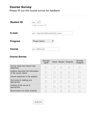 Course Survey Form Template | Jotform
