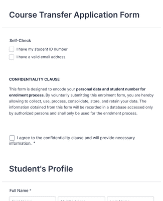 Course Transfer Application Form Template | Jotform