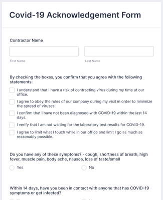 Covid-19 Acknowledgement Form Template | JotForm