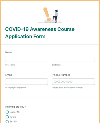 COVID-19 Awareness Course Application Form Template | Jotform